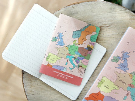 Indigo World Map Mini Notebook – 360 Print Shop